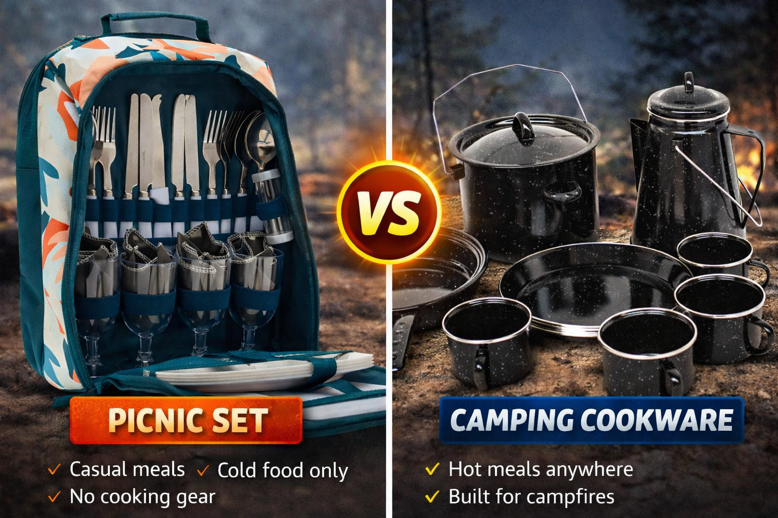 Go Outdoors Picnic Set vs Explorer Essentials 13-Piece Camping Set ...