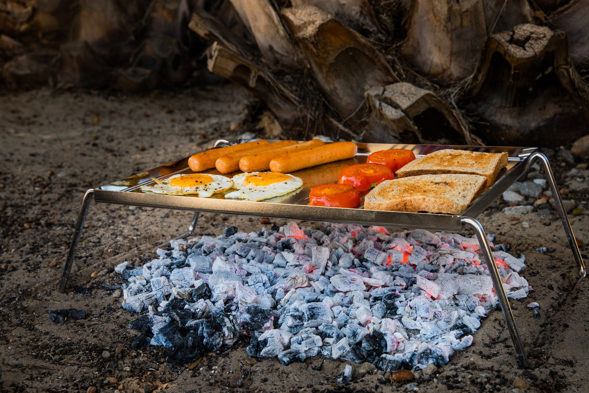 2 in 1 Fry & Braai Pan | Outdoor Cooking BBQ Grill Over Open Fire